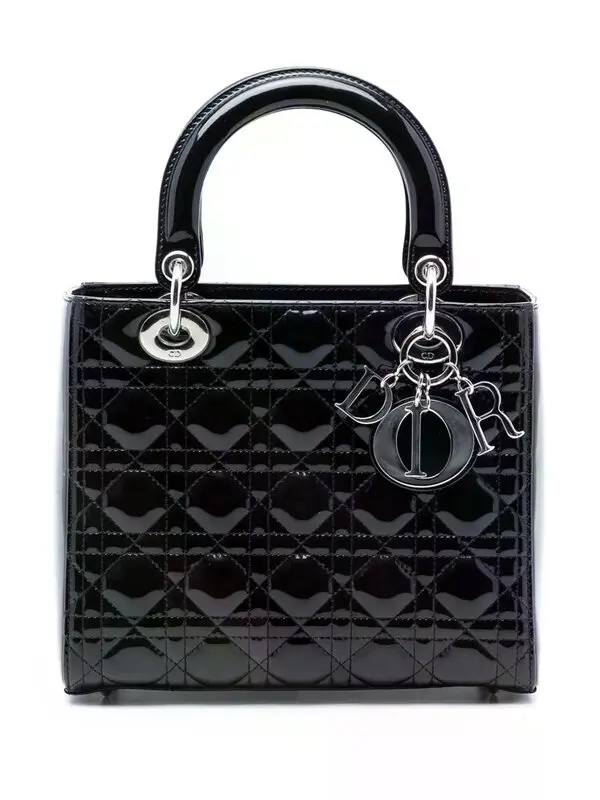 Dior 2013 Medium Patent Cannage Lady Satchel - Black
