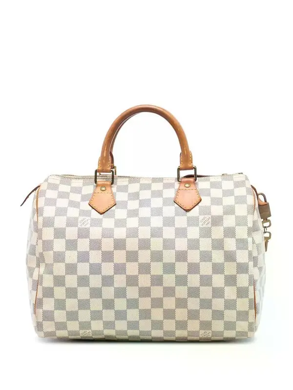 LOUIS VUITTON 2012 Damier Azur Speedy 30 Boston Bag - White