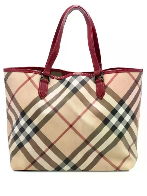Burberry 2000-2017 Supernova Check Coated Canvas Tote Bag - Brown