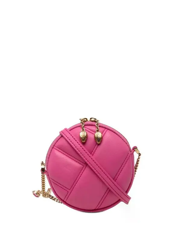BVLGARI 2000-2025 Leather Serpenti Cabochon Round Crossbody Bag - Pink