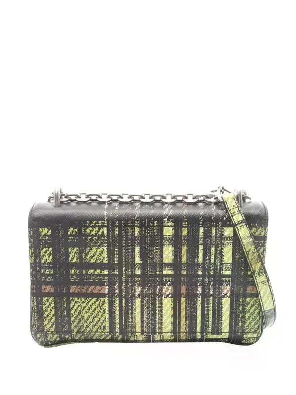 Prada 2010-2025 Leather Tartan Check Crossbody Bag - Black