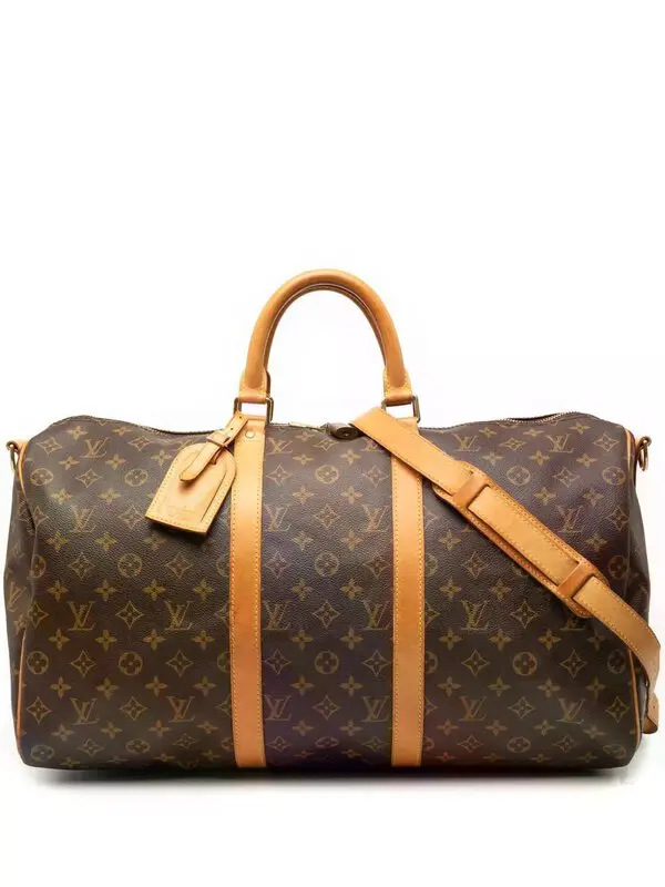 LOUIS VUITTON 2002 Monogram Keepall Bandouliere 50 Travel Bag - Brown