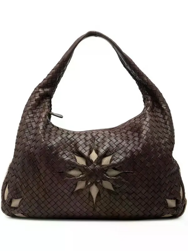 Bottega Veneta 2007-2011 Large Nappa Intrecciato Floral Cutout Veneta Hobo Bag - Brown