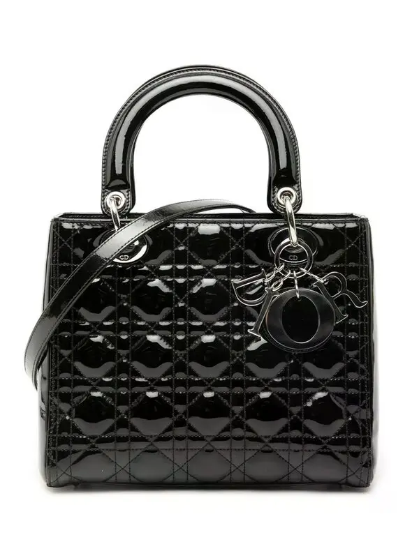 Dior 2011 Medium Patent Cannage Lady Satchel - Black