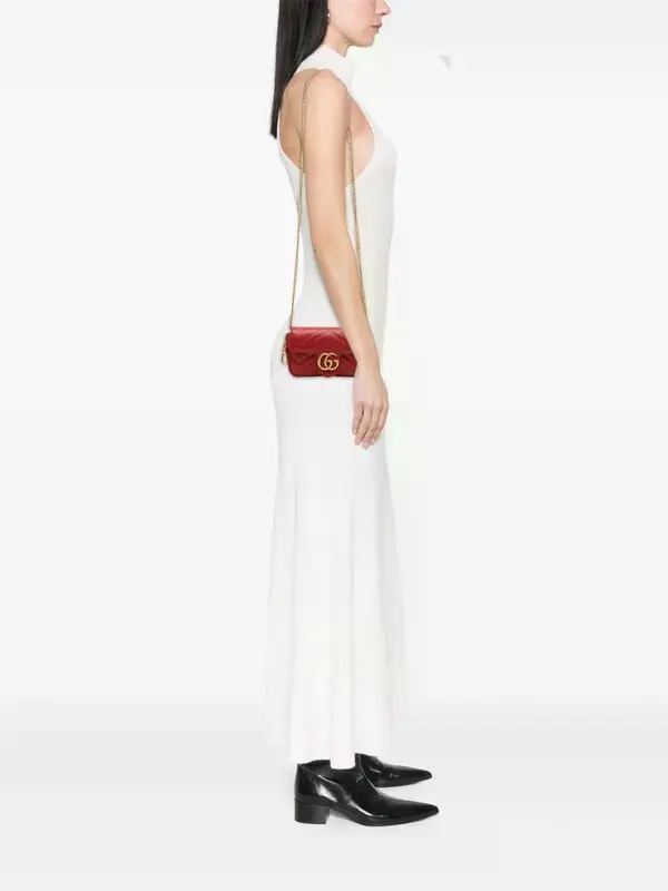 Gucci Mini Gg Marmont Matelasse Leather Flap Crossbody Bag - Red