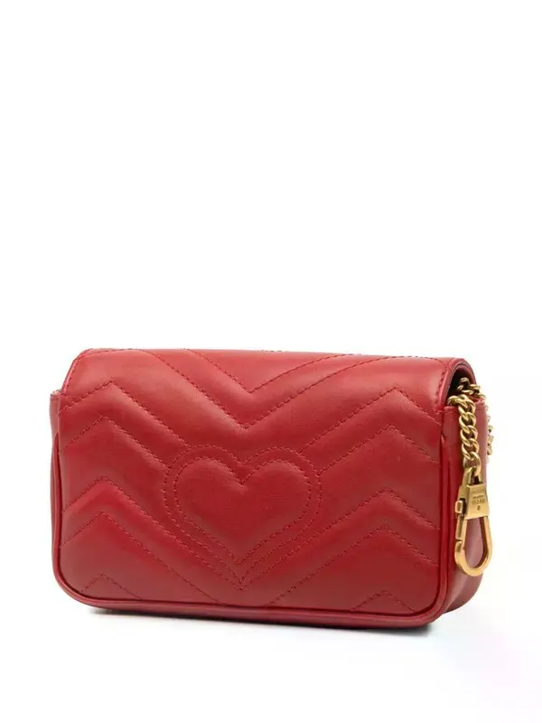 Gucci Mini Gg Marmont Matelasse Leather Flap Crossbody Bag - Red