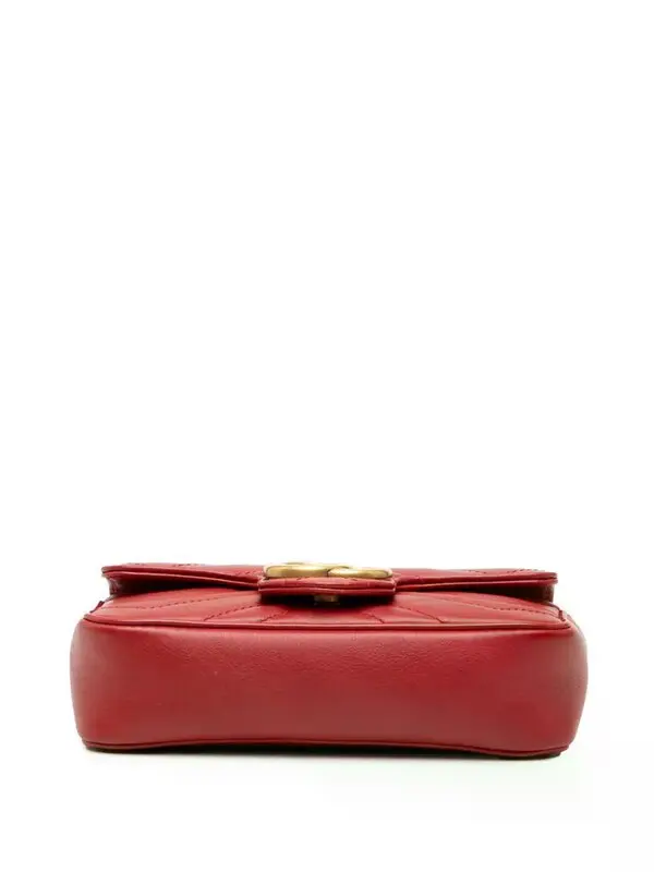 Gucci Mini Gg Marmont Matelasse Leather Flap Crossbody Bag - Red