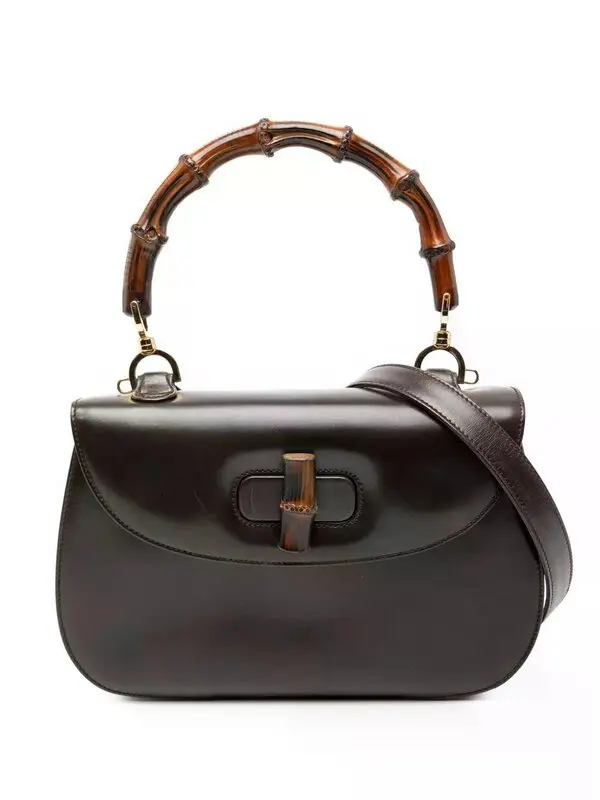 Gucci 20th Century Calfskin Bamboo Night Satchel - Brown