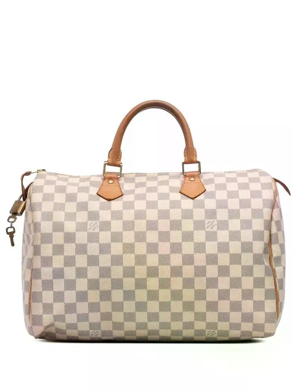 LOUIS VUITTON 2012 Damier Azur Speedy 35 Boston Bag - White