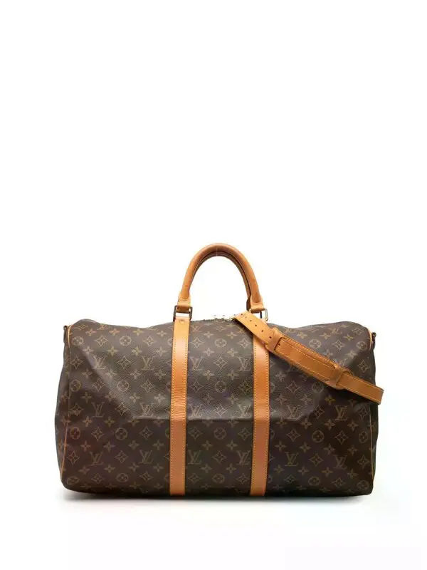 LOUIS VUITTON 1990 Monogram Keepall Bandouliere 50 Travel Bag - Brown
