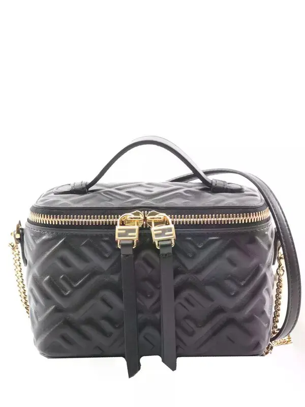 Fendi 2010-2025 Leather Ff Vanity Bag - Black