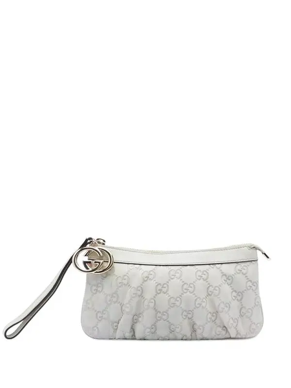 Gucci 2000-2015 Guccissima New Britt Wristlet Clutch Bag - White