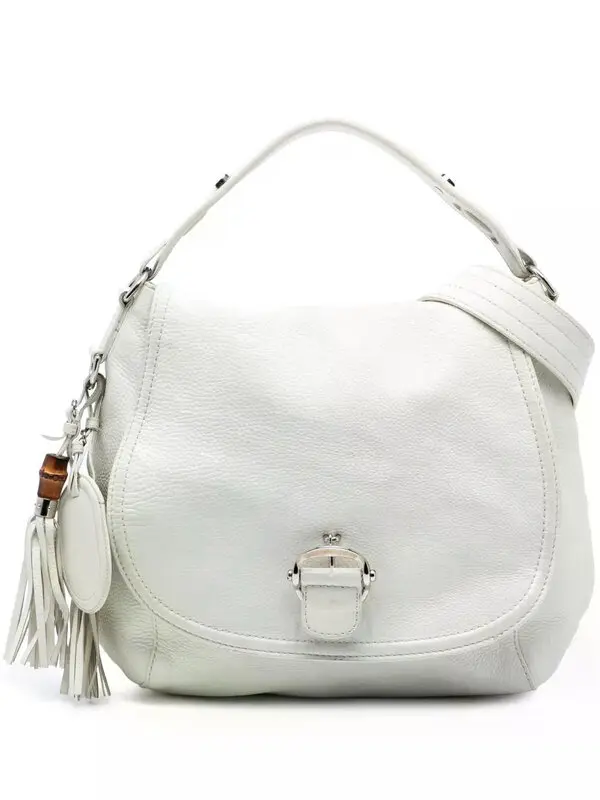 Gucci 2016-2026 Large Calfskin Techno Horsebit Satchel - White