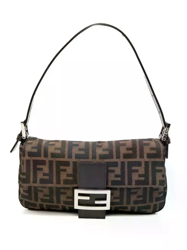 Fendi 2000-2010 Zucca Canvas Baguette Shoulder Bag - Brown