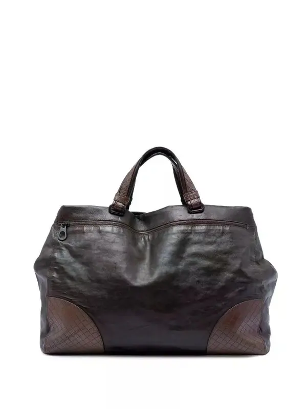 Bottega Veneta 2012-2026 Intrecciomirage Trimmed Nappa Tote Bag - Brown