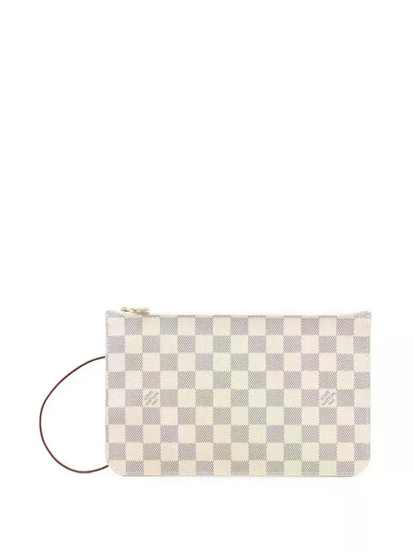 LOUIS VUITTON 2019 Damier Azur Neverfull Mm Pouch - White