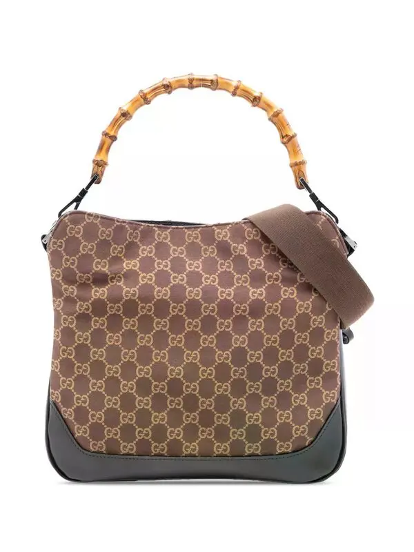 Gucci 2000-2015 Gg Canvas Bamboo Web Satchel - Brown