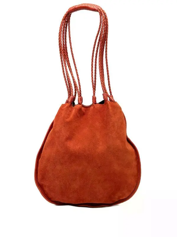 Saint Laurent 2000-2026 Suede Braided Hobo Bag - Orange