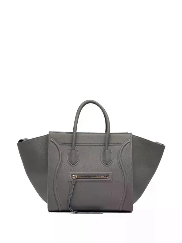 Celine 2017 Medium Leather Phantom Luggage Tote Bag - Grey