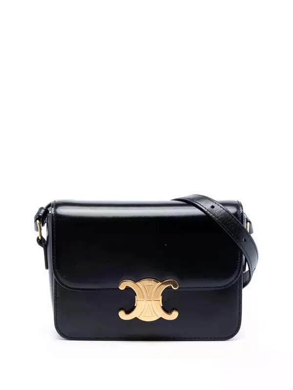 Celine 2020 Teen Shiny Calfskin Triomphe Crossbody Bag - Black
