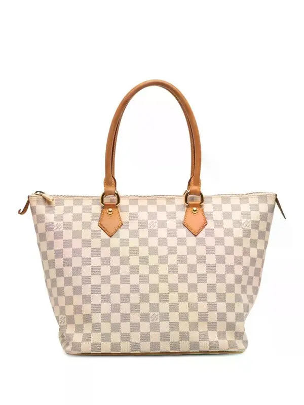 LOUIS VUITTON 2008 Damier Azur Saleya Mm Tote Bag - White