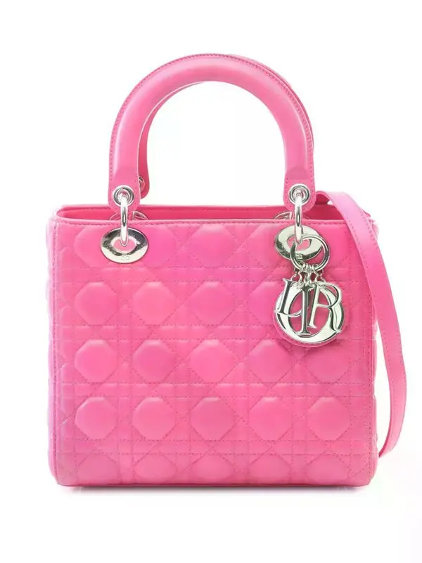 Dior 2010-2025 Medium Cannage Lady Satchel - Pink