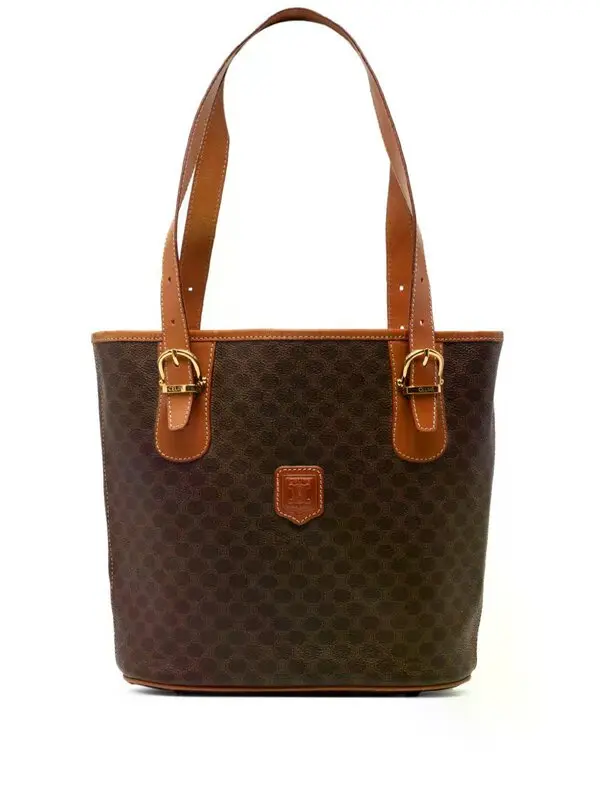 Celine 1998 Macadam Coated Canvas Tote Bag - Brown