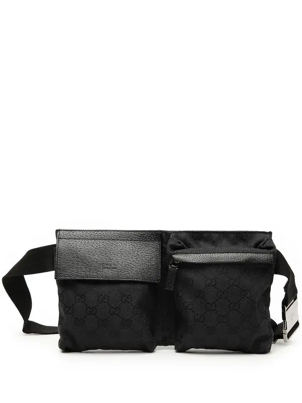 Gucci 2000-2015 Gg Canvas Double Pocket Belt Bag - Black