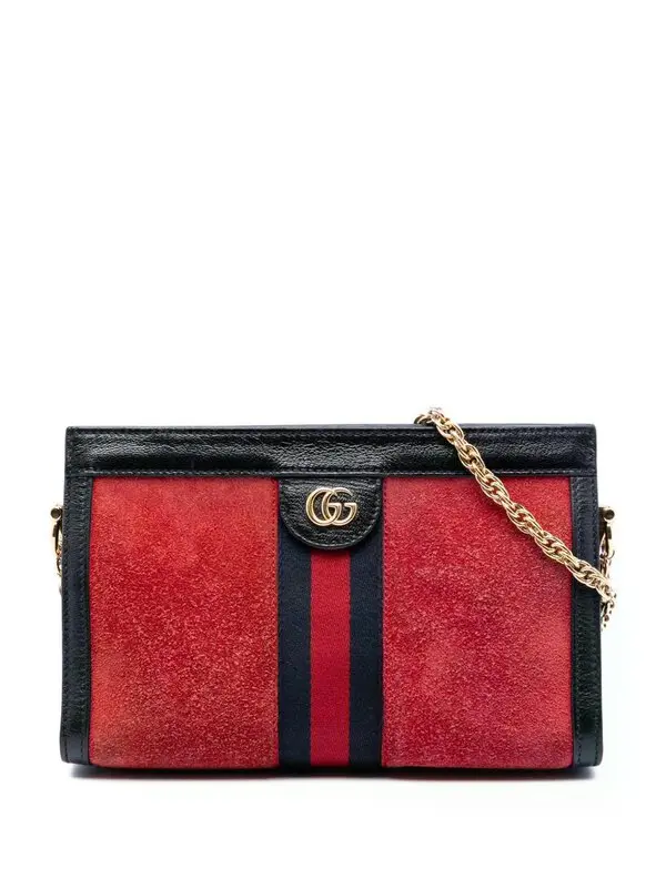 Gucci 2016-2026 Small Suede Ophidia Chain Crossbody Bag - Red