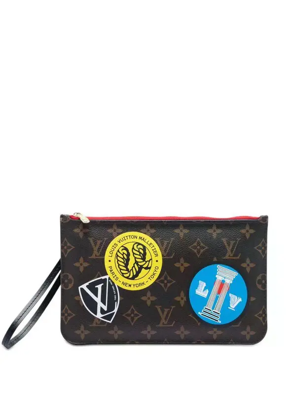 LOUIS VUITTON 2016 Limited Edition Monogram World Tour Neverfull Mm Pouch - Brown