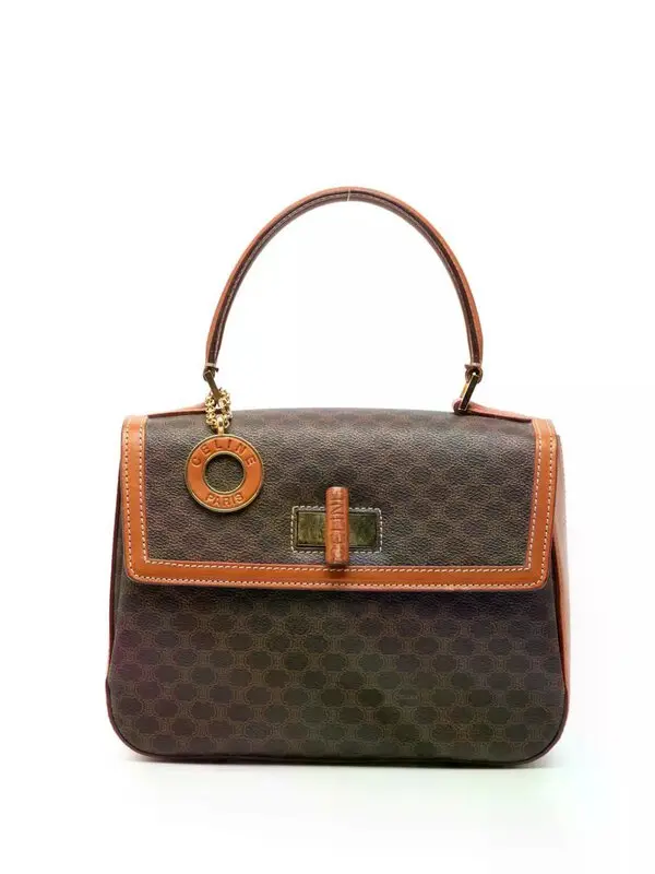 Celine 1996 Macadam Coated Canvas Satchel - Brown