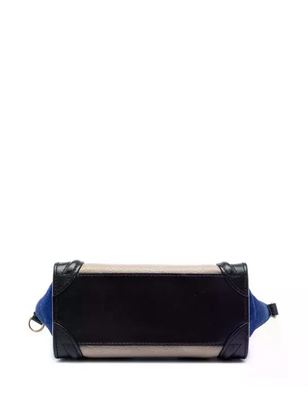 Celine 2003 Nano Tricolor Leather Luggage Satchel - Brown