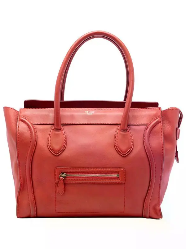 Celine 2011 Mini Leather Luggage Tote Handbag - Red