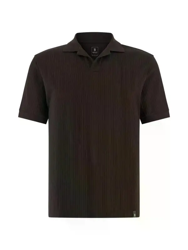 Boggi Milano Jacquard Open-collar Polo Shirt - Brown