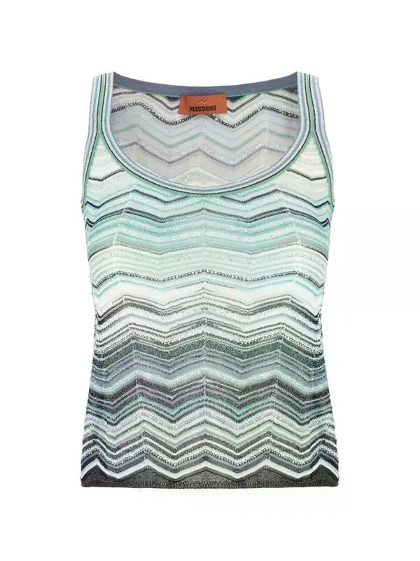Missoni Knitted Sleeveless Tank Top - Blue