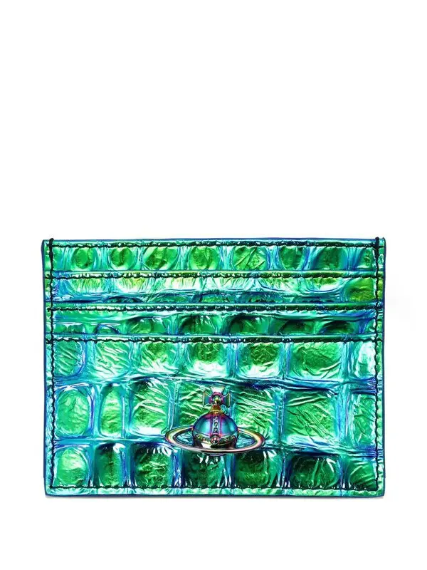 VIVIENNE WESTWOOD Orb Crocodile-effect Card Holder - Green