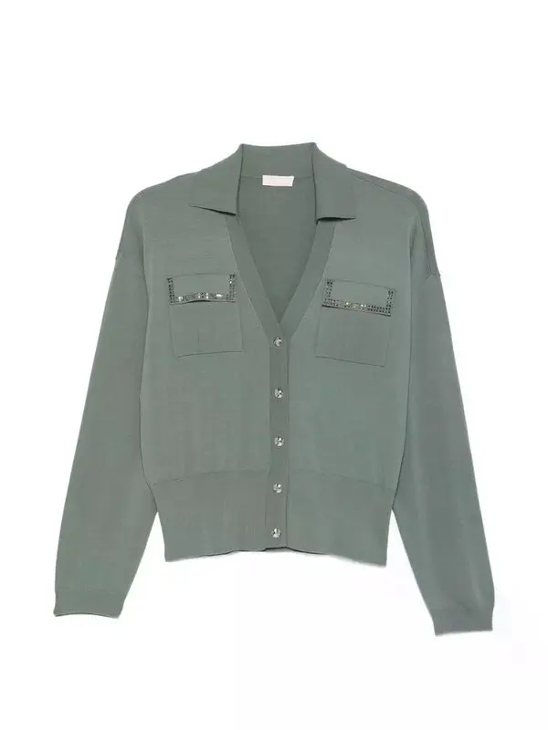 Liu Jo Pocket Embellished Cardigan - Green
