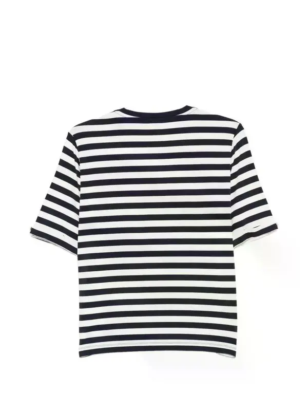 Liu Jo Striped Embellished V-neck T-shirt - Blue