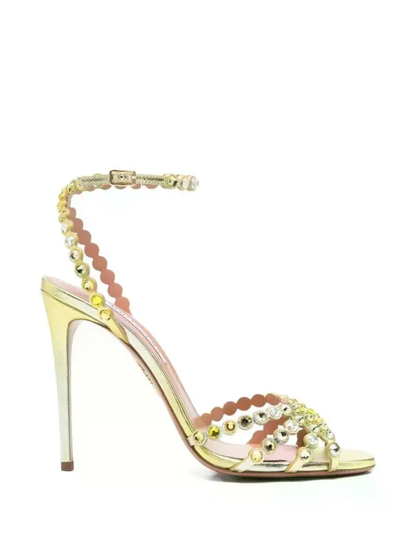 AQUAZZURA Tequila Embellished Heeled Sandals - Yellow