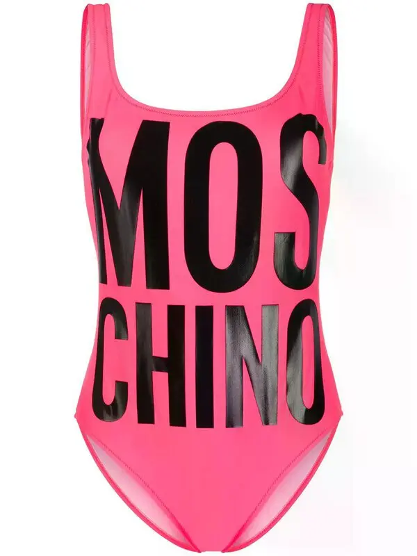 Moschino Logo Print Swimsuit - Pink