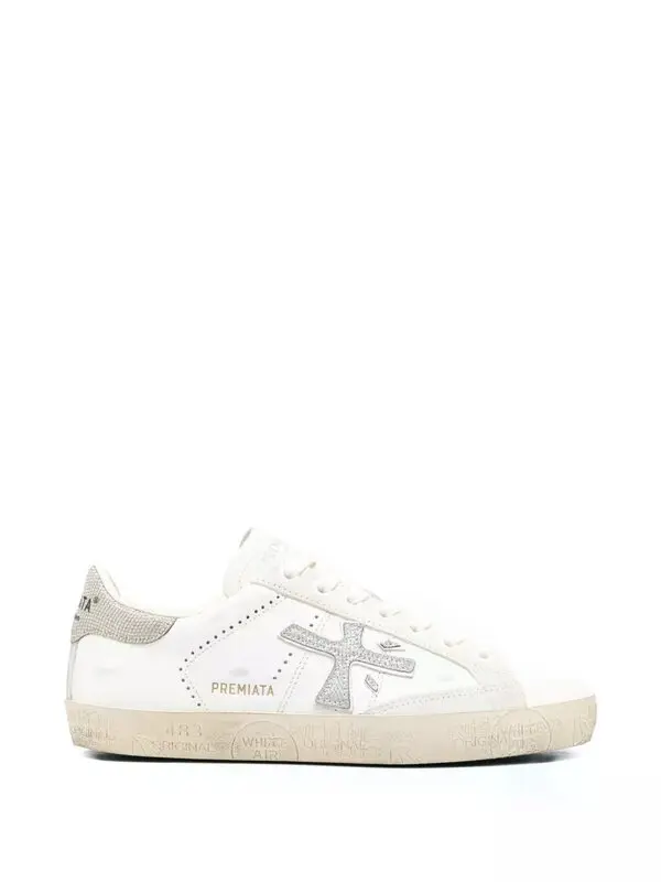 Premiata Stevend Glitter-appliqué Sneakers - Neutrals