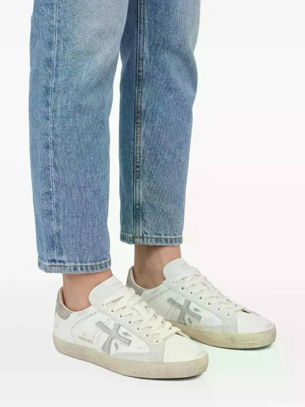 Premiata Stevend Glitter-appliqué Sneakers - Neutrals