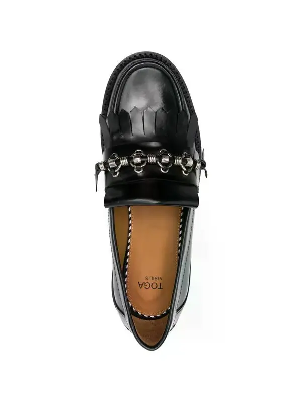 TOGA VIRILIS Leather Loafers With Chain And Tassel Detail