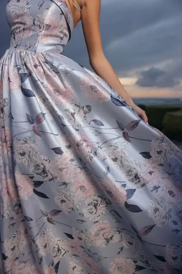 Mac Duggal Strapless Floral Brocade Gown