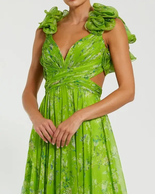 Mac Duggal Floral Cut-out Chiffon Gown - Green