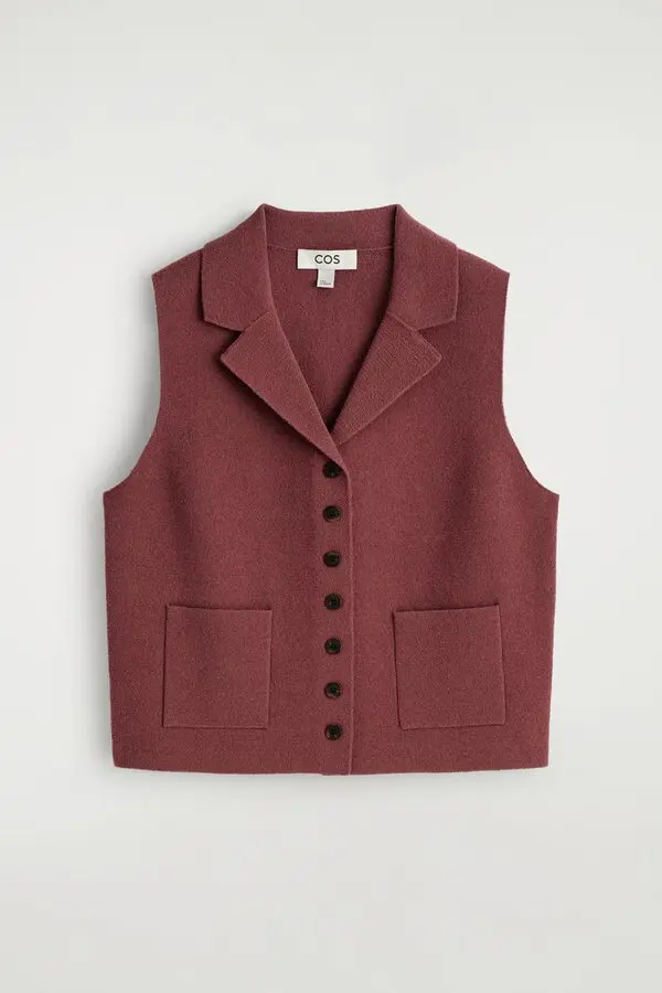 Cos Bouclé-knit Vest - Red