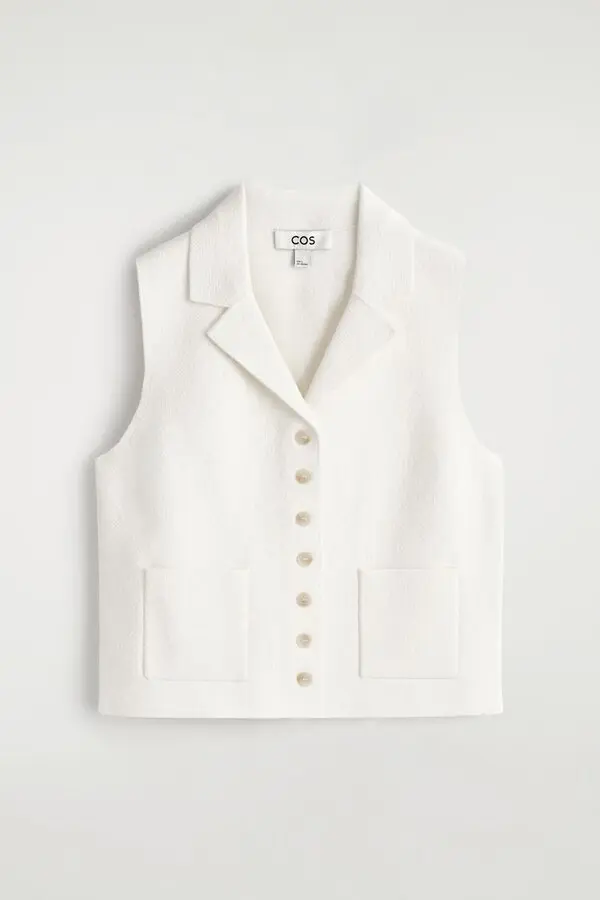 Cos Bouclé-knit Vest - White
