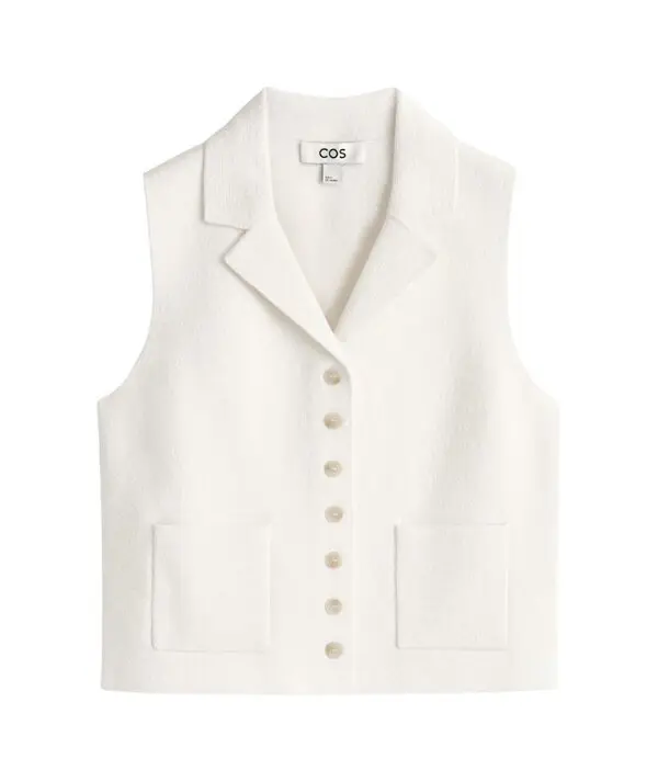 Cos Bouclé-knit Vest - White