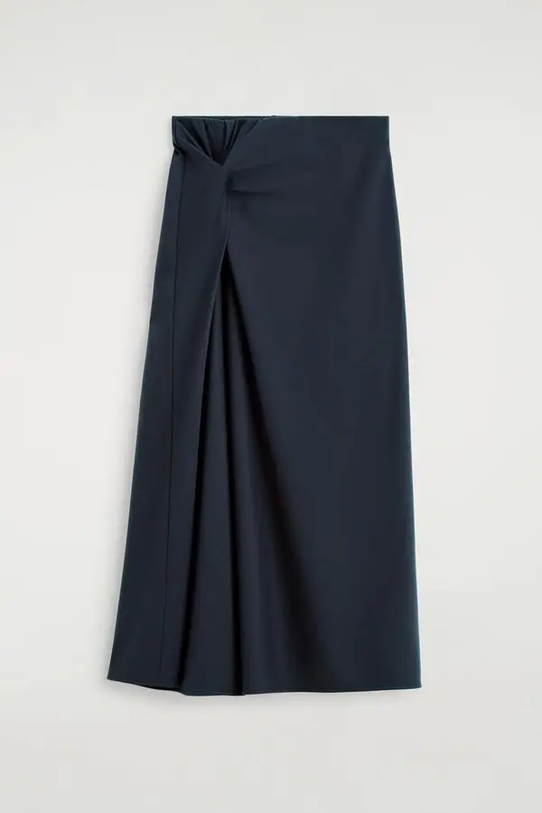 Cos Twist-detail Jersey Midi Skirt - Navy