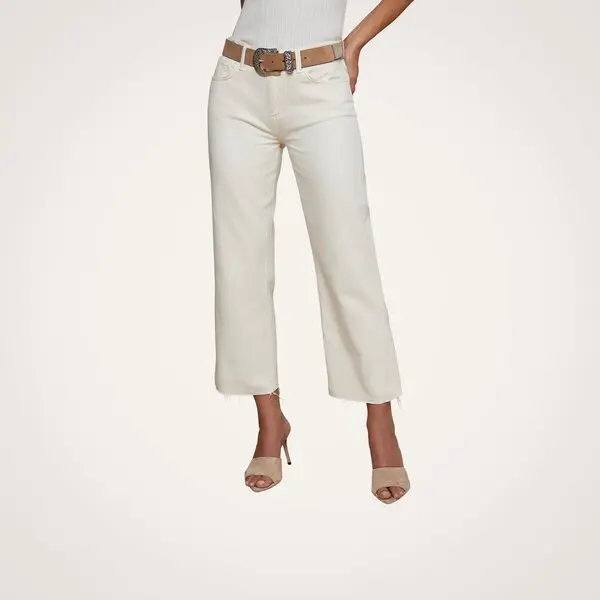 L'Agence Wanda Cropped Wide-leg Jean - Light Ecru